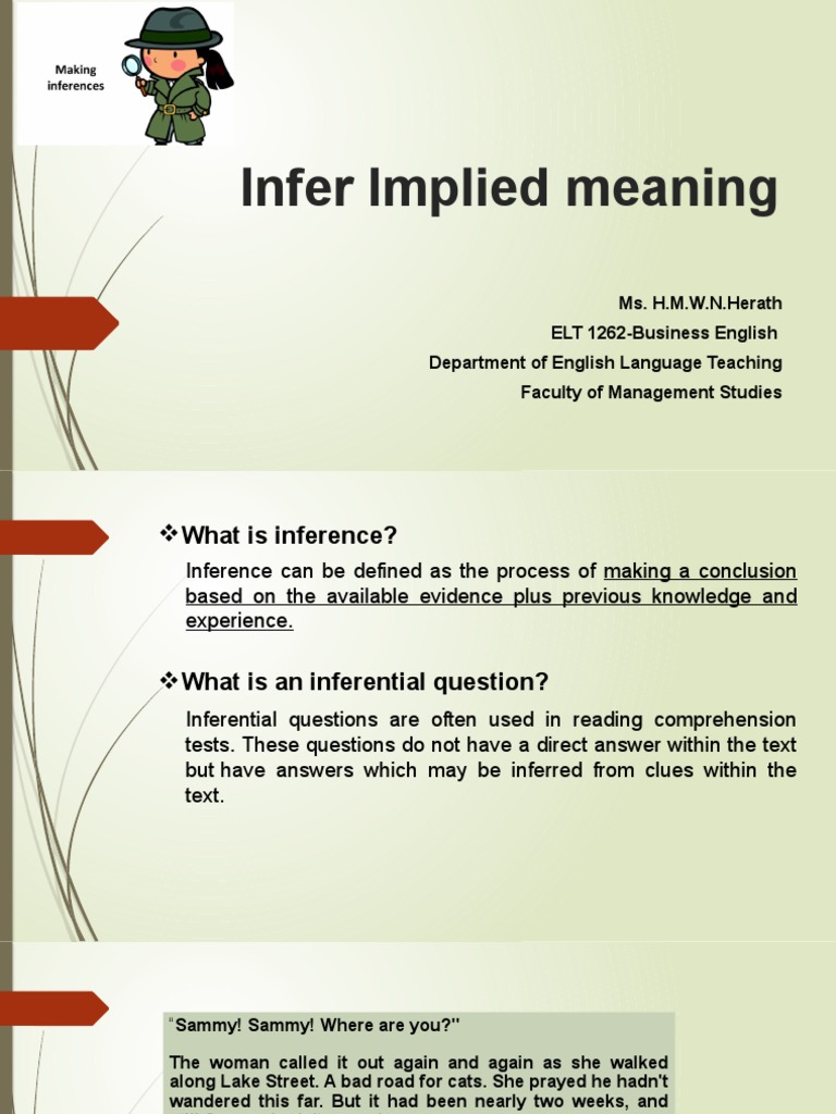 Infer Implied Meaning | PDF | Inference Infer Implied Meaning | PDF | Inference