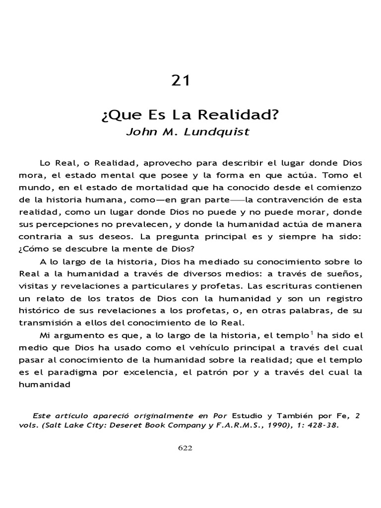 ¿Que Es La Realidad | PDF