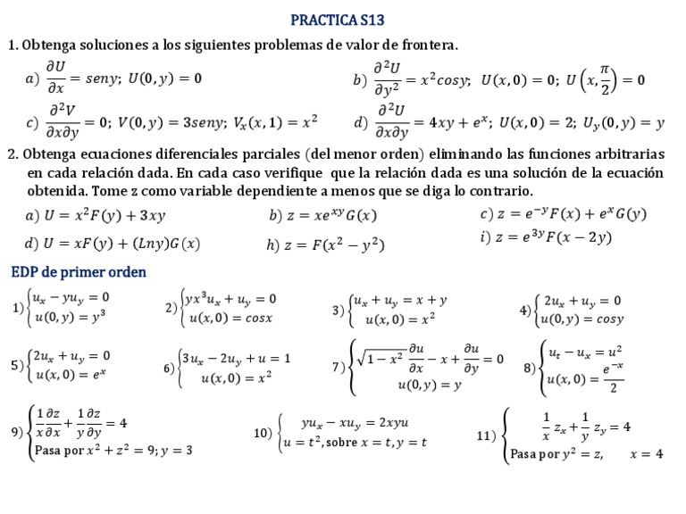 Practica S13 | PDF | Ecuación diferencial parcial | Sustracción