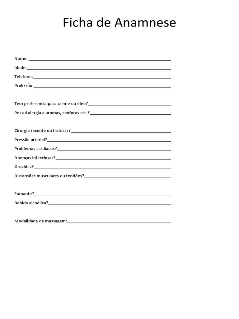 Ficha de Anamnese | PDF