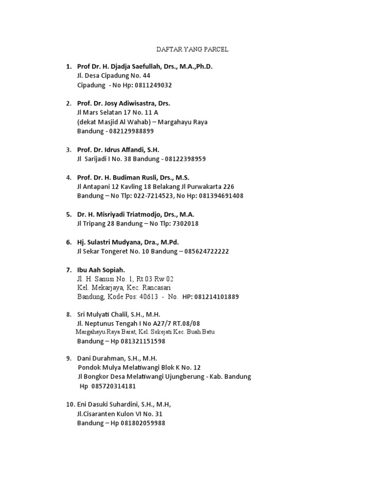 Daftar Penerima Parcel | PDF | Pengembangan Diri | Kesehatan Holistik