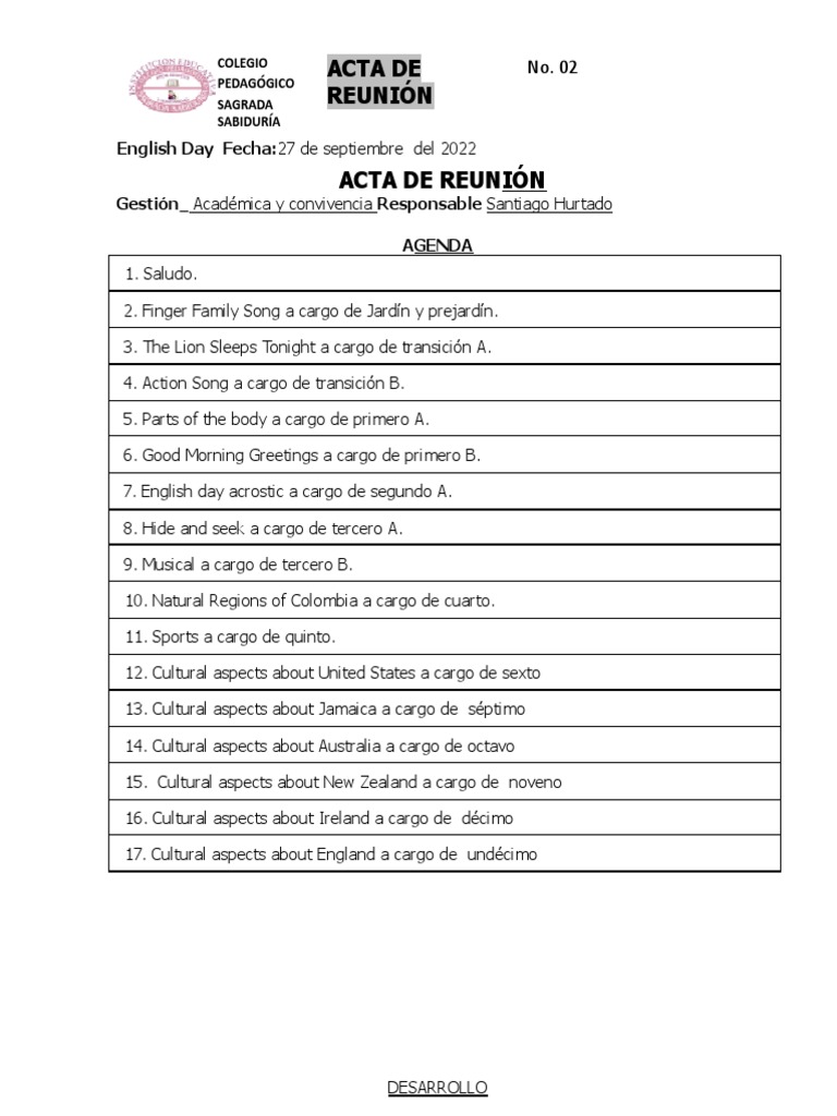 English Day Program | PDF