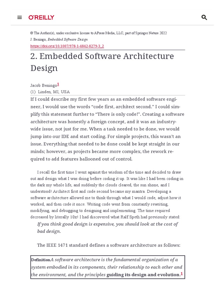 Embedded Software Architecture Design - Embedded Software Design - A Practical Approach To ...
