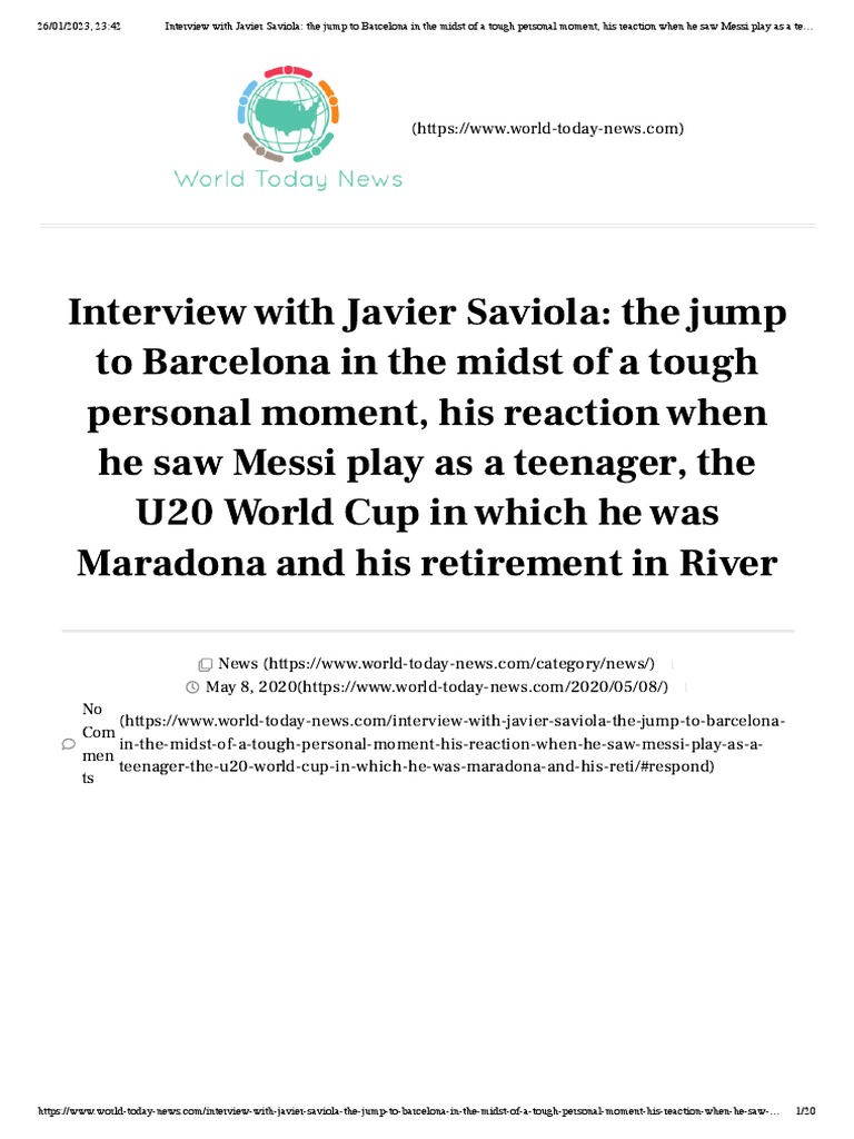 Interview with Javier Saviola - the jump to Barcelona in the midst of a tough personal moment ...