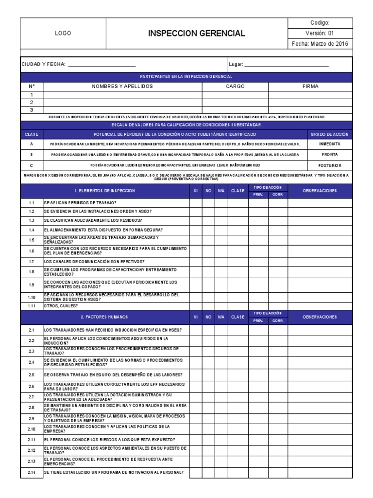 Formato Inspeccion Gerencial | PDF
