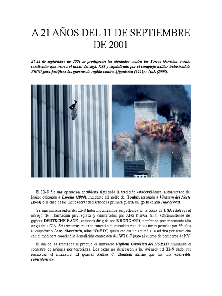 A 21 Años Del 11 de Septiembre de 2001 | PDF | Ataques del 11 de ...