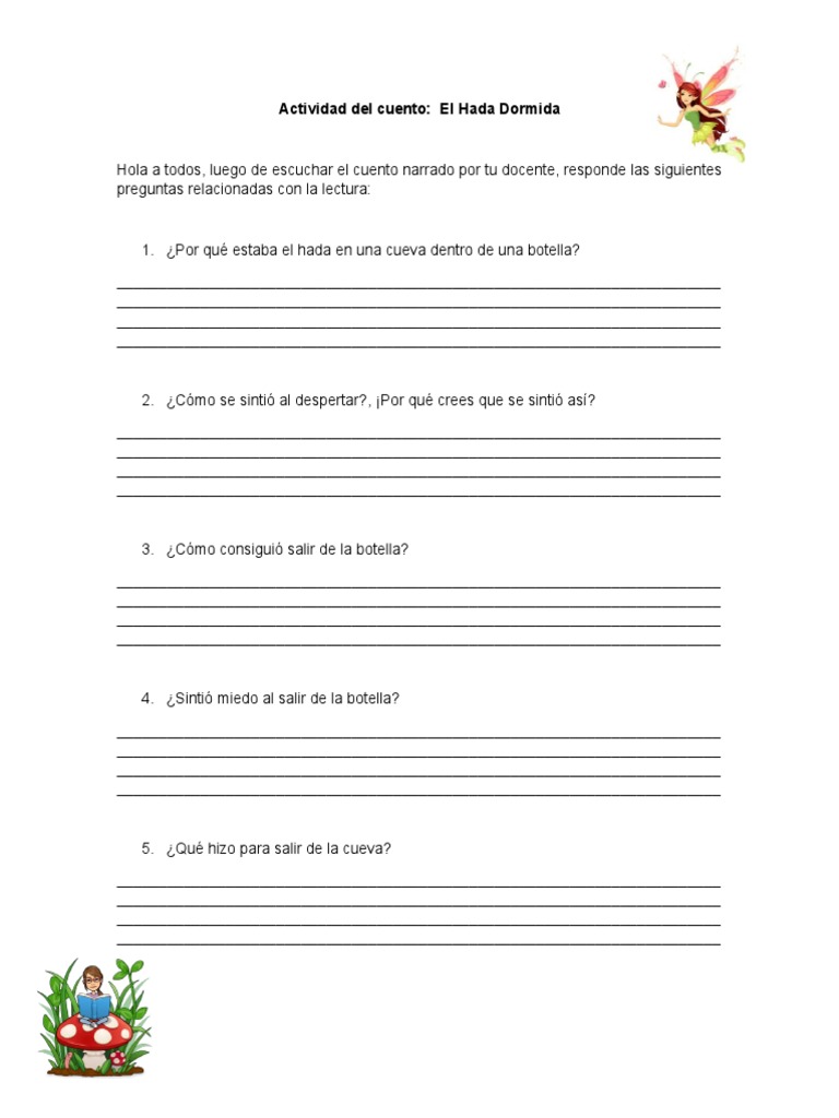 Actividad Del Cuento Las Hadas y Los Duendes | PDF
