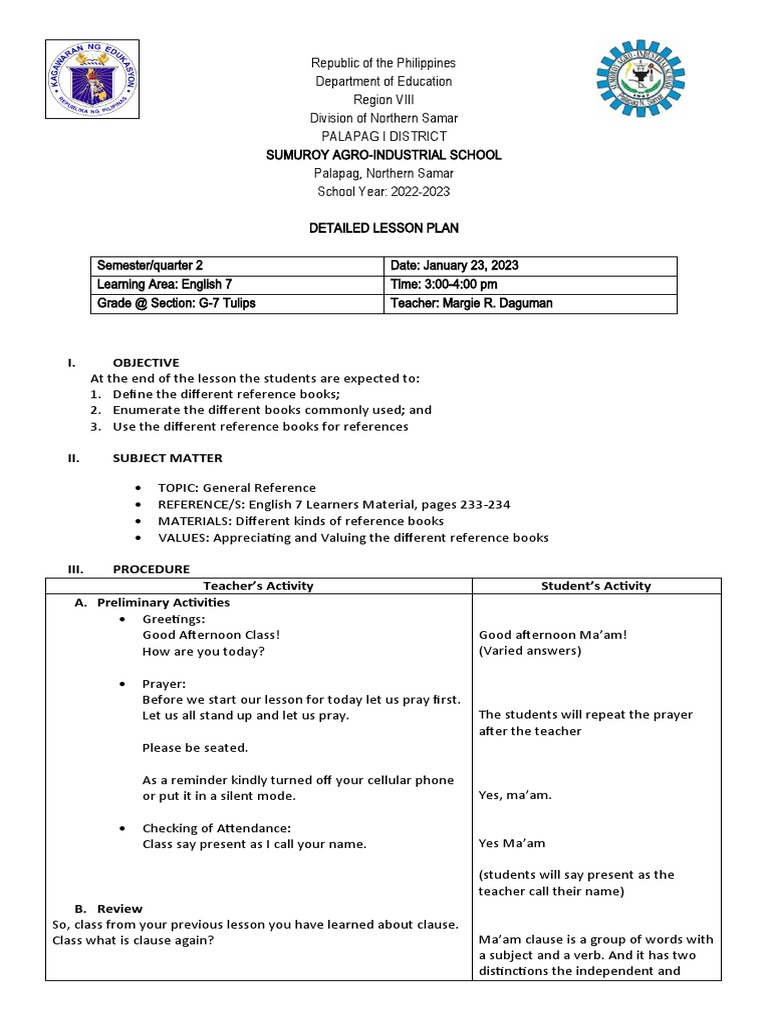 Detailed Lesson Plan Reference Books | PDF | Encyclopedias | Dictionary