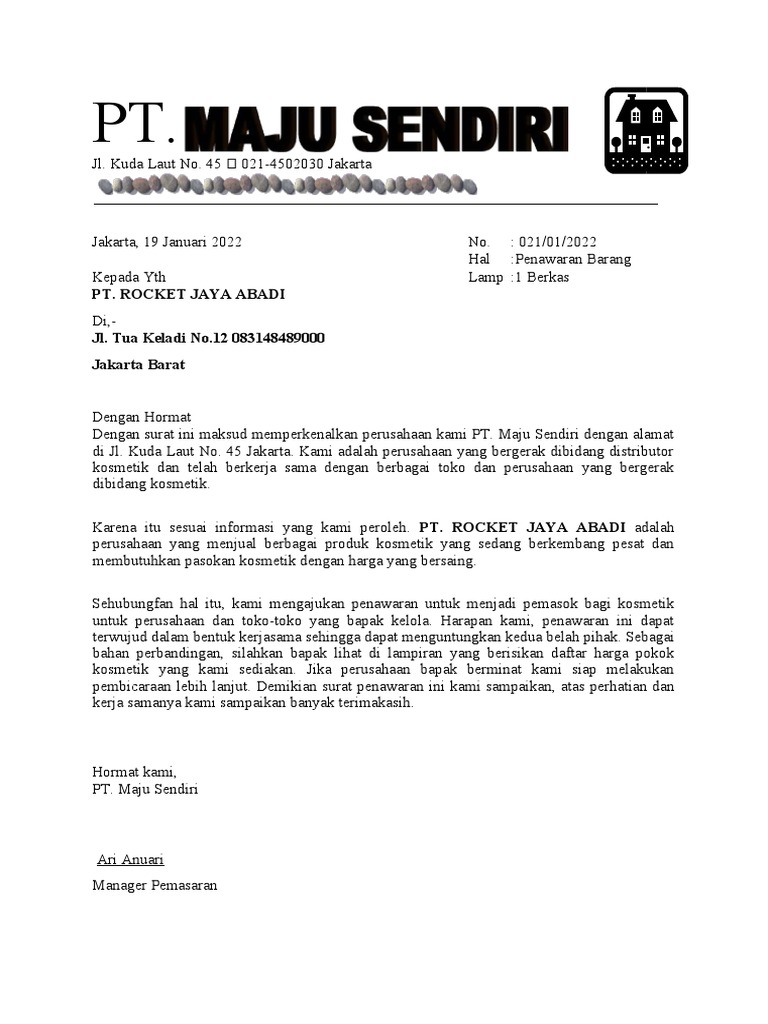 Contoh Surat Memakai Mail Merge | PDF | Bisnis