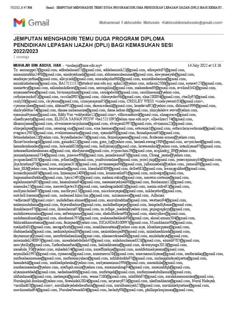 Gmail - Jemputan Menghadiri Temu Duga Program Diploma Pendidikan Lepasan Ijazah (Dpli) Bagi ...