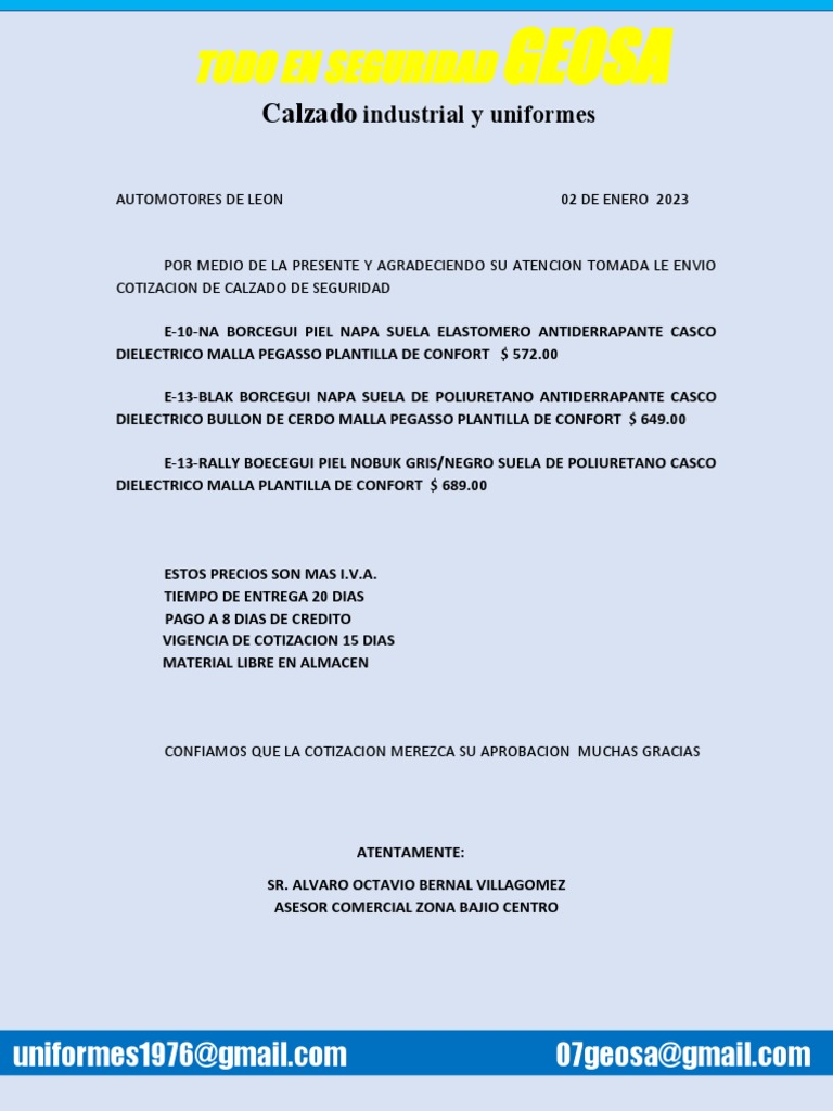 Coti. Automo. Calzado | PDF