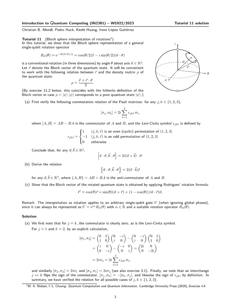 Quantum Computing Tutorial Bloch Sphere Rotations | PDF | Matrix ...
