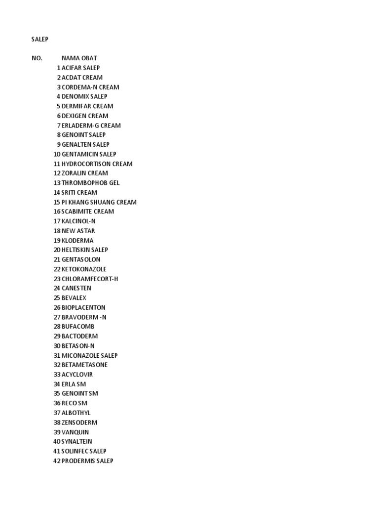 Daftar Salep | PDF