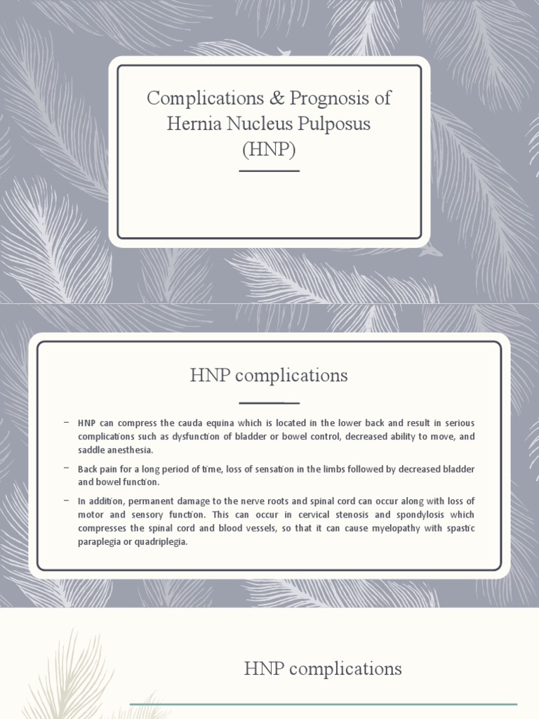HNP Complications and Prognosis Overview | PDF