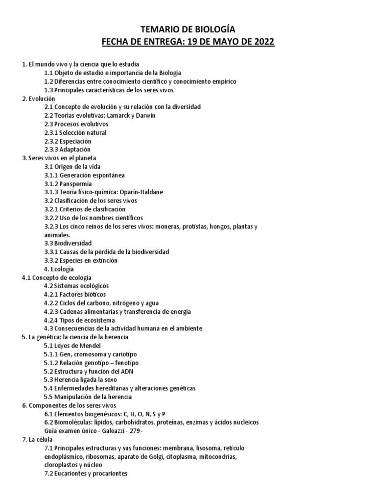 Guia-Temas de Biologia | PDF | Organismos | Evolución