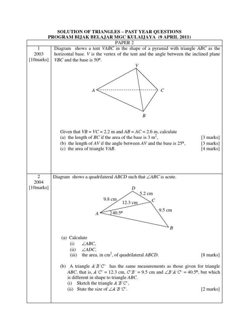 Chapter 10: Solution of Triangles | Euclidean Plane Geometry | Convex Geometry