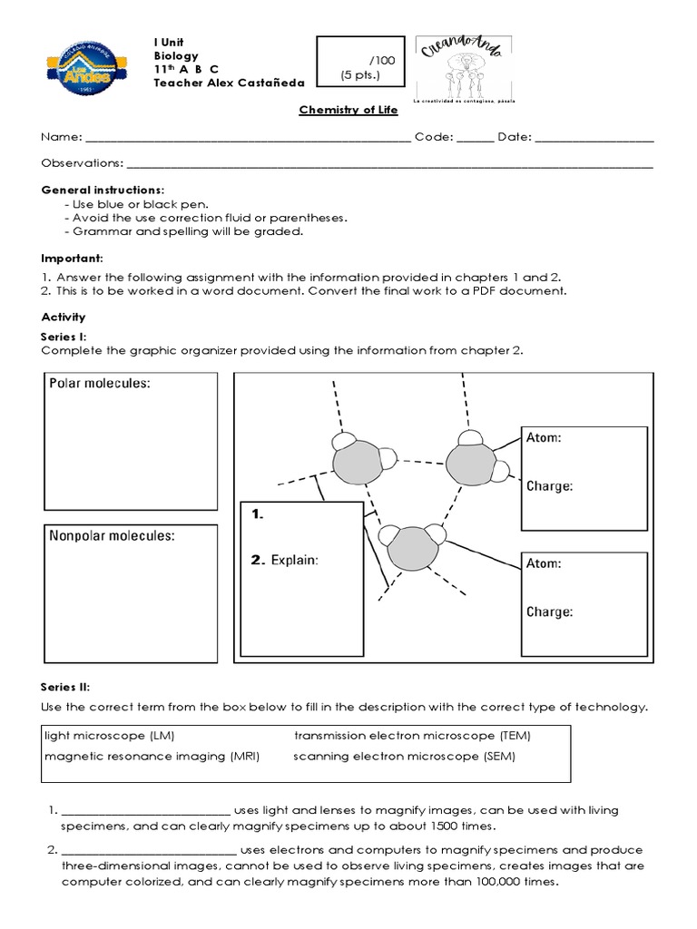 11th Grade Biology Week 2 - Homework | PDF