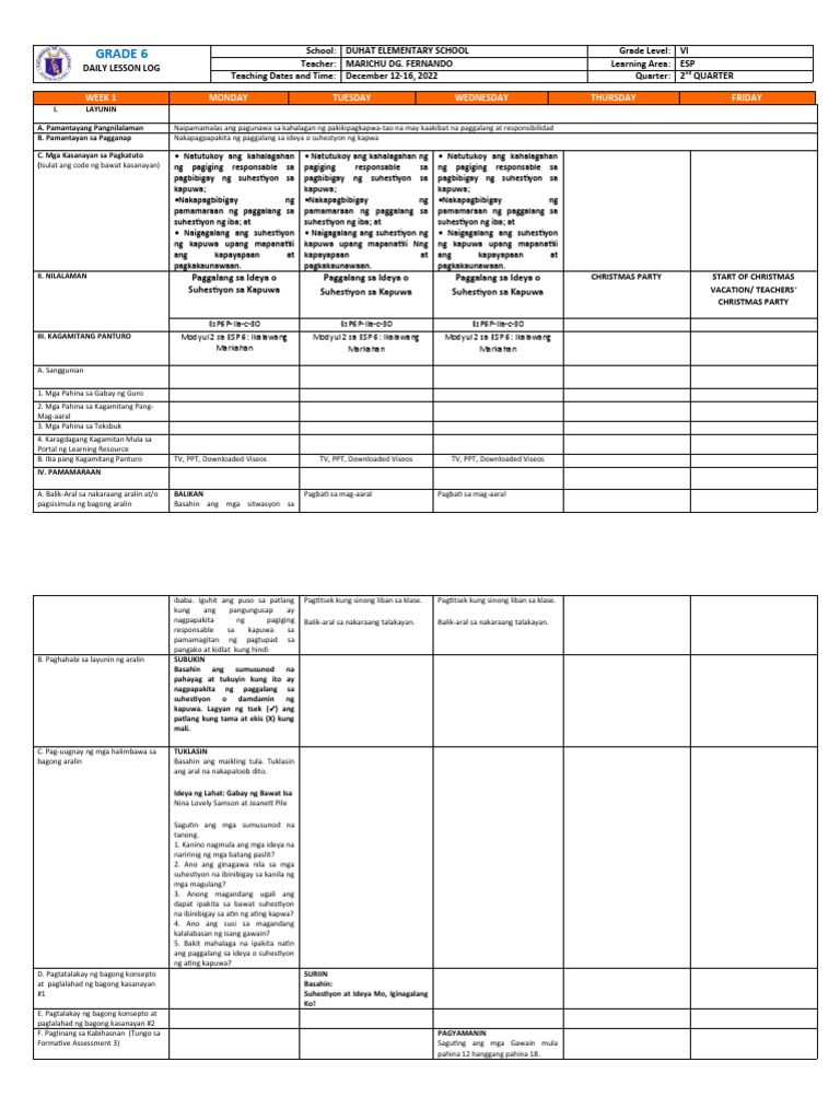 DLL G6 Q2 WEEK 7 Repeat of wk6 | PDF
