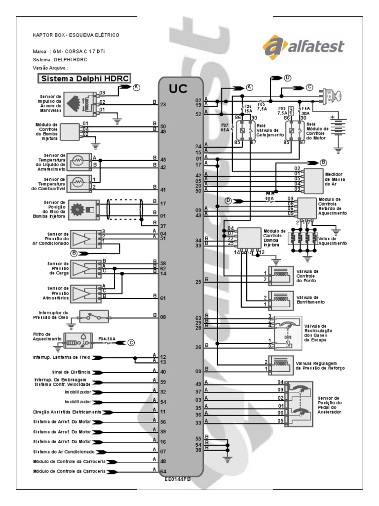 [ESQUEMA ELÉTRICO DO SISTEMA DE INJEÇÃO ELETRÔNICA DELPHI HDRC PARA O ...