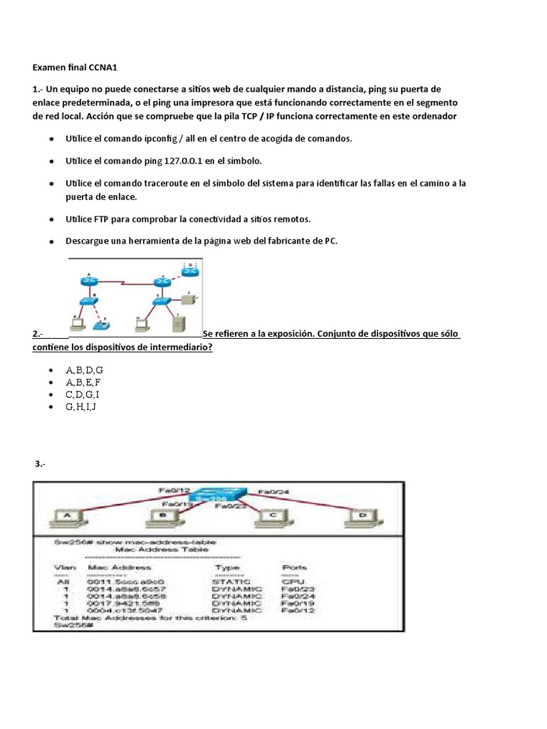 Examen Final CCNA1 (Traduccion) | PDF | Red de computadoras | Dirección IP