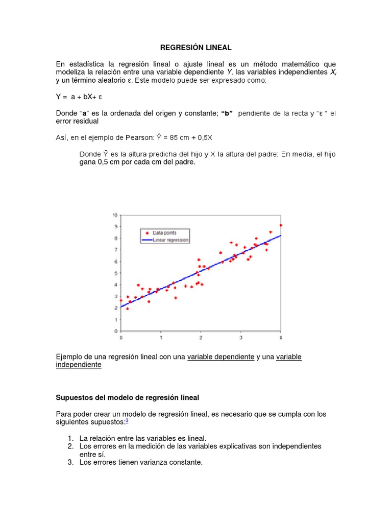 Regresión Lineal Simple, Ejemplo | PDF | Regresión lineal | Análisis de regresión