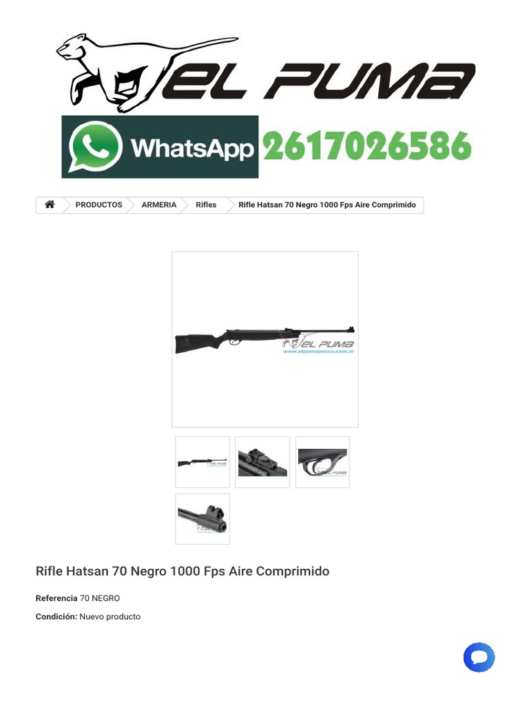Rifle Hatsan 70 Negro 1000 Fps Aire Comprimido | PDF