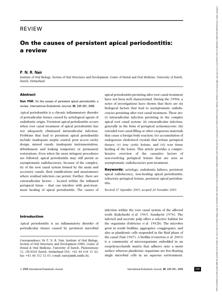 Int Endodontic J - 2006 - Nair - On The Causes of Persistent Apical ...