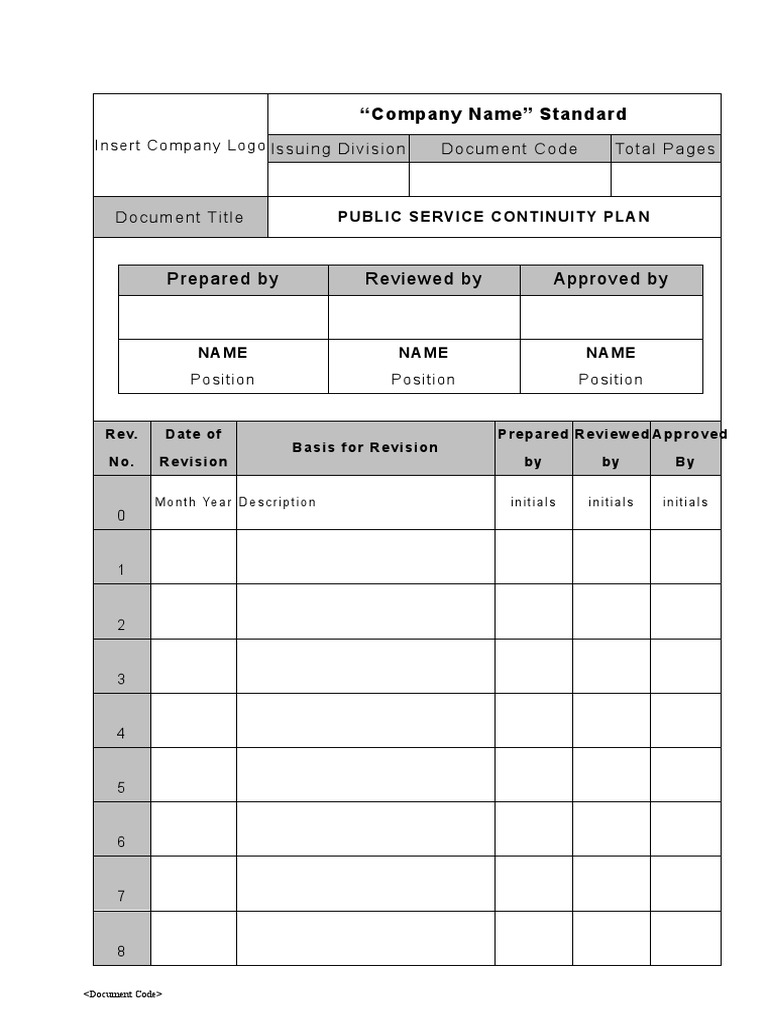 Public Safety Continuity Plan Blank | PDF