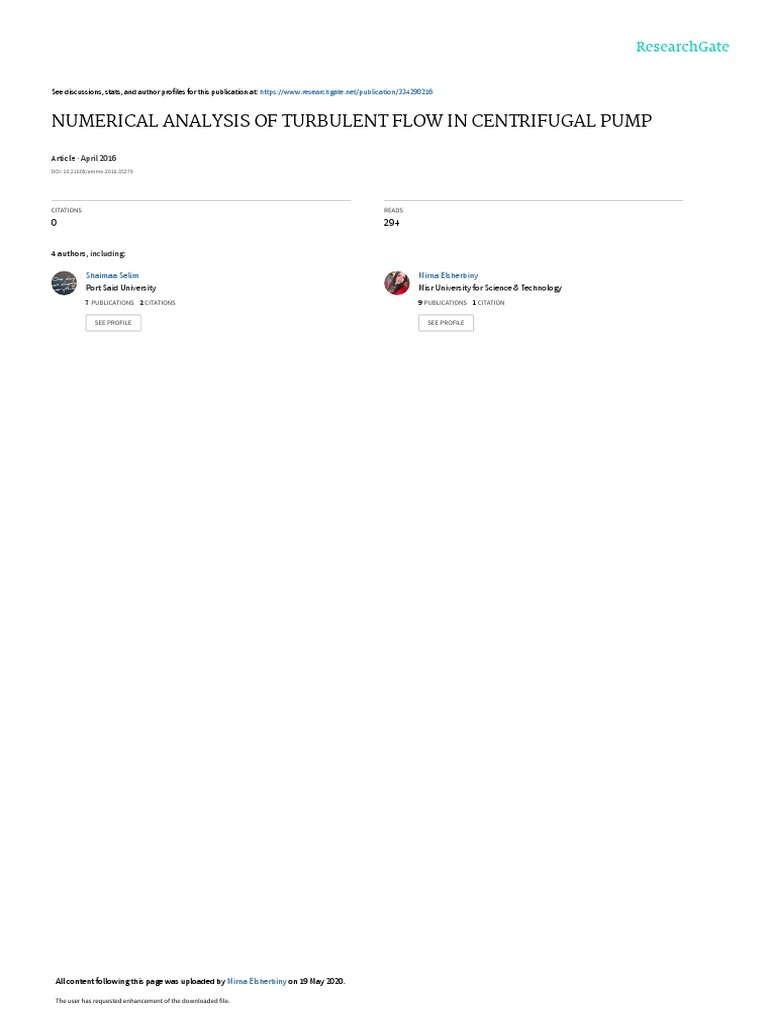 Numerical Analysis of Turbulent Flow in Centrifuga | PDF | Fluid Dynamics | Turbulence