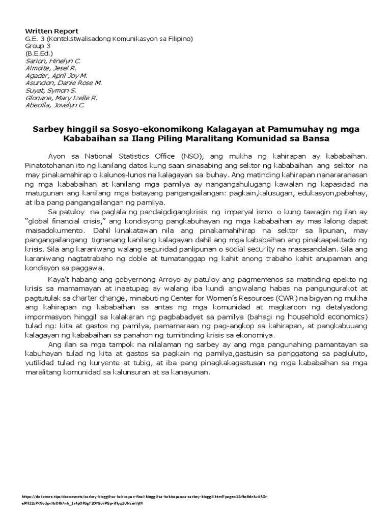 GROUP 3 BEED (REPORTER 5) - Written Report | PDF