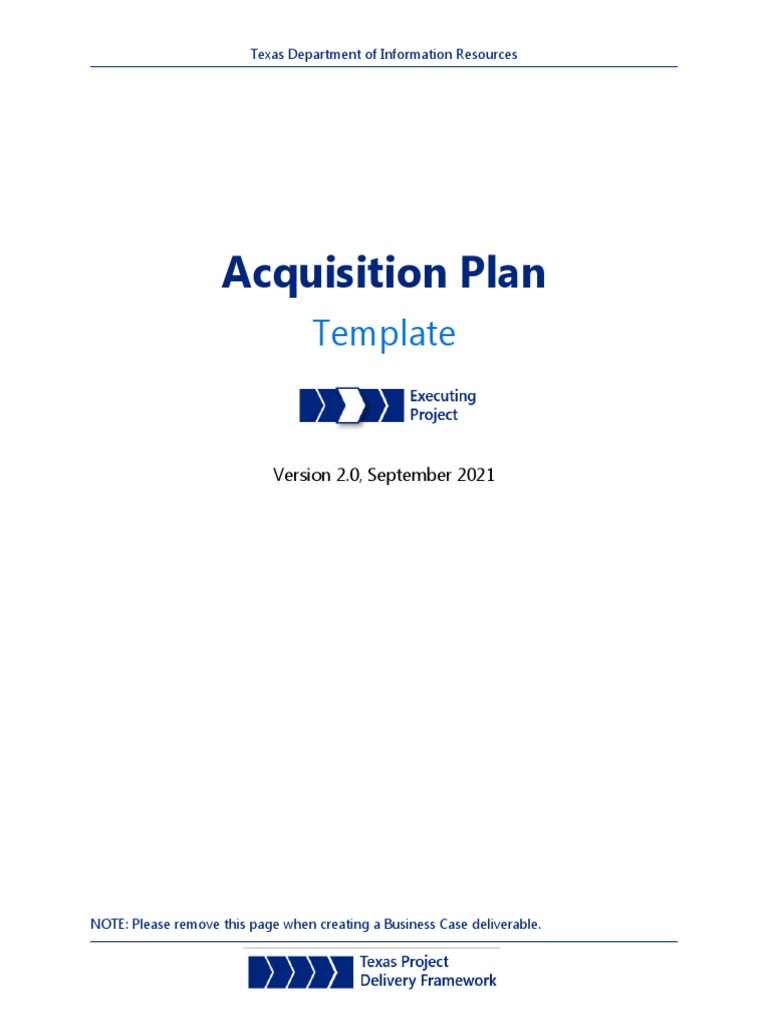 Texas Acquisition Plan Template | PDF | Procurement | Request For Proposal