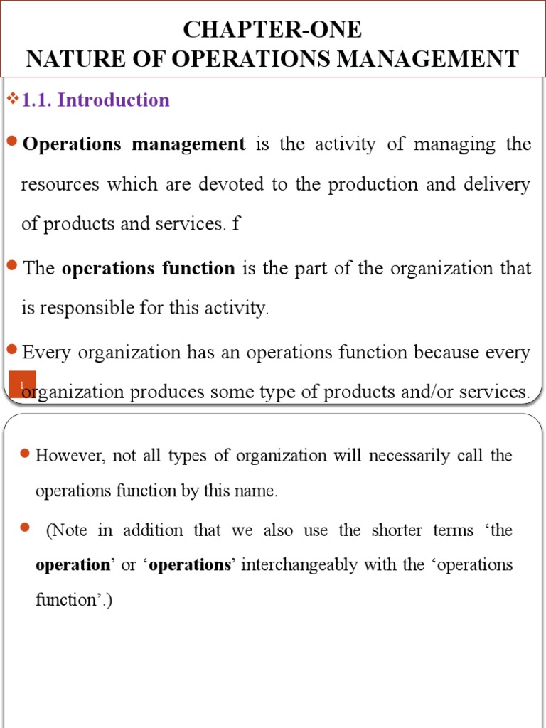OM Chapter-1 | PDF | Operations Management | Lean Manufacturing