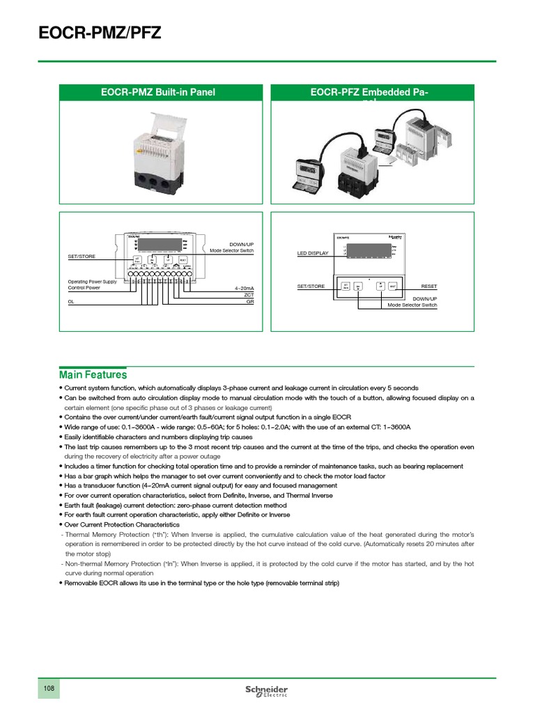 Schneider SAMWHA EOCR PMZ PFZ | PDF | Alternating Current | Power Supply