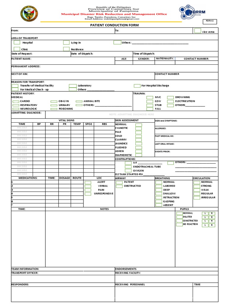 Form 2 - Patient Conduction Form Front | PDF | Clinical Medicine ...