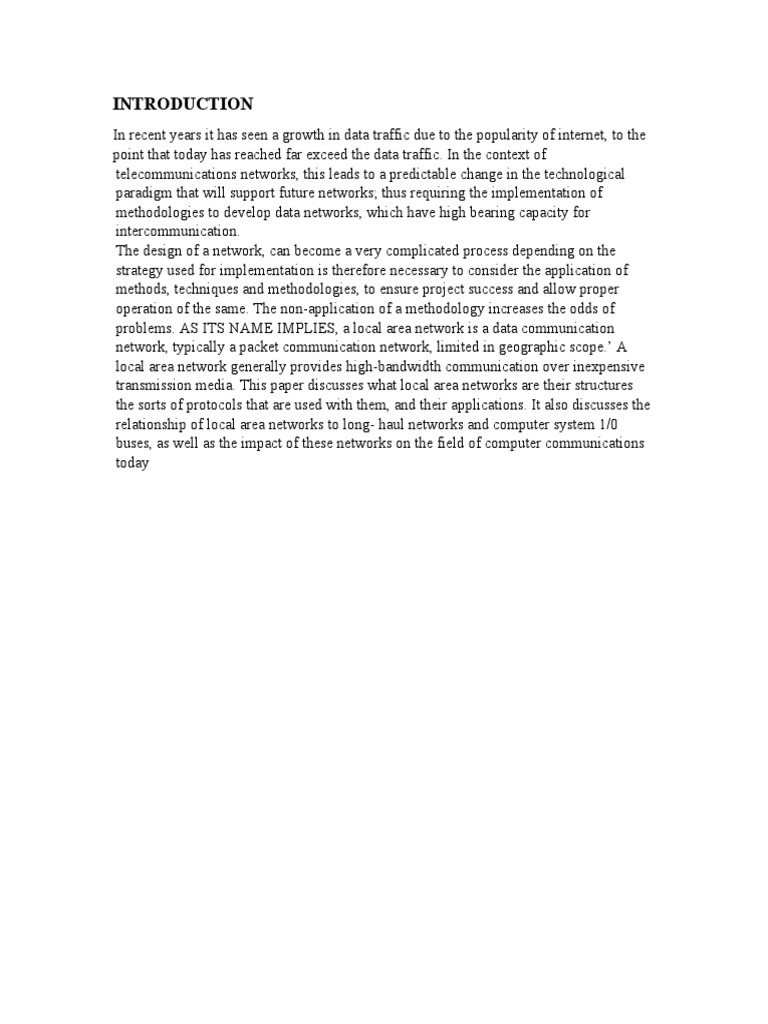 INTRODUCTION | PDF | Computer Network | Local Area Network