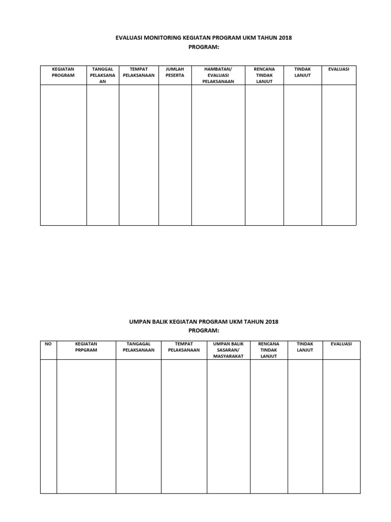 Form Umpan Balik Dan Monitoring Program | PDF | Bisnis