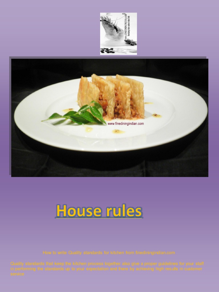 Kitchen House Rules | PDF | Chef | Hygiene
