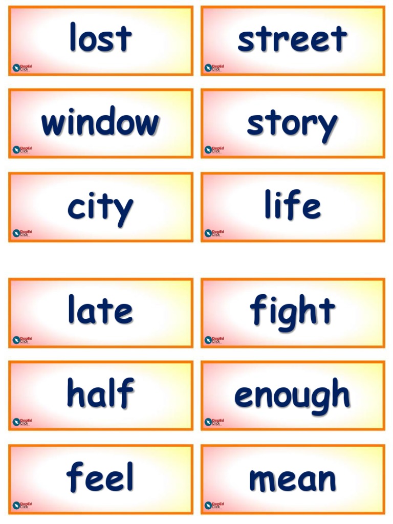 Reading Flashcards For Grade 4 | PDF