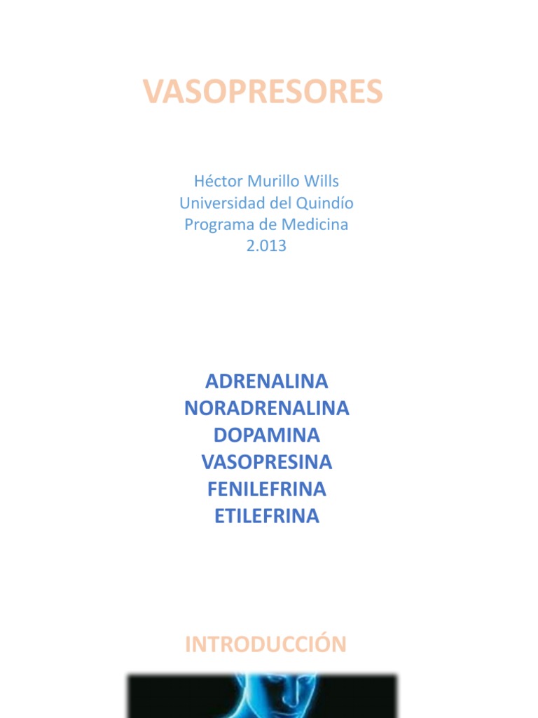 VASOPRESORES | PDF | Septicemia | Reanimación cardiopulmonar