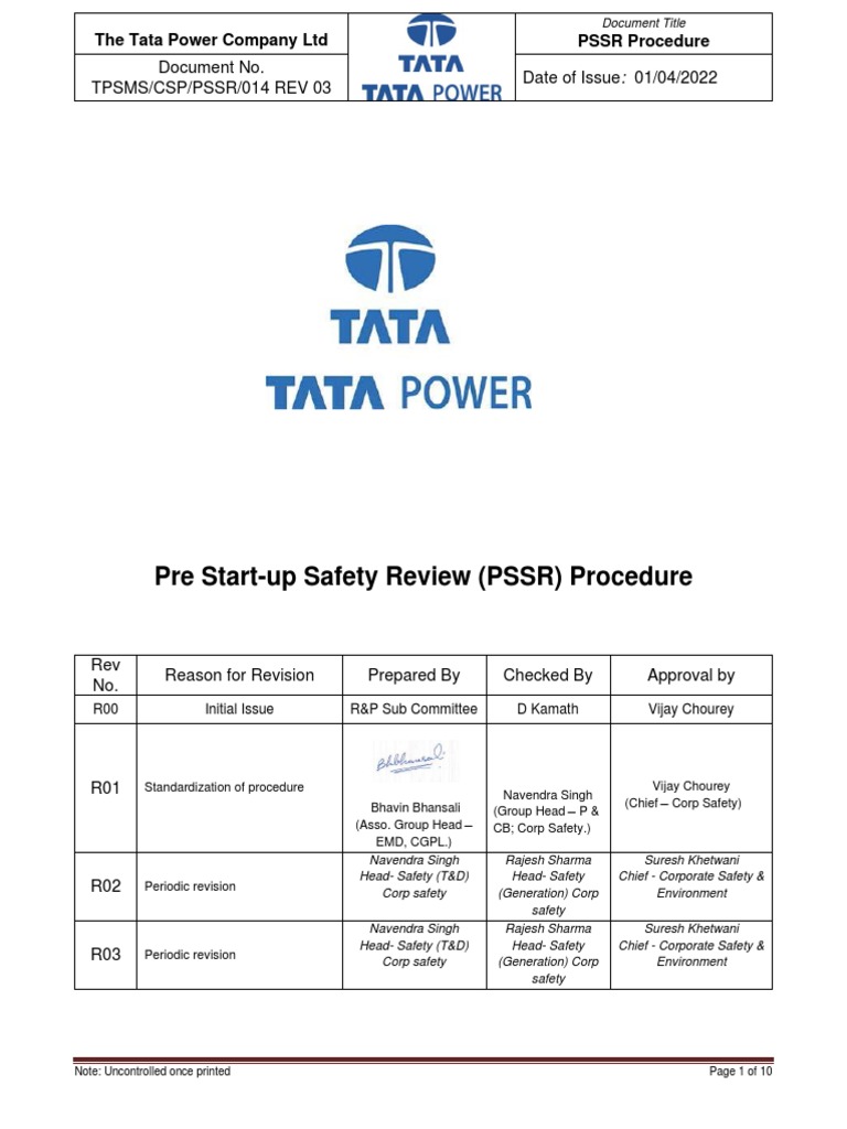 14_Tata Power PSSR Procedure | PDF | Safety | Personal Protective Equipment