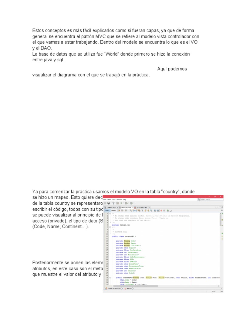DAO y VO en Java: Práctica con MVC | PDF | Informática