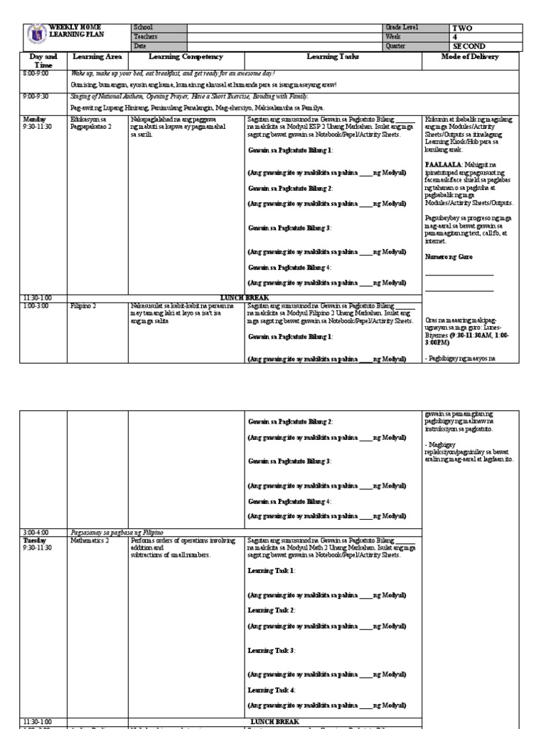 WHLP - Grade 2 (Q2 Week 4) | PDF
