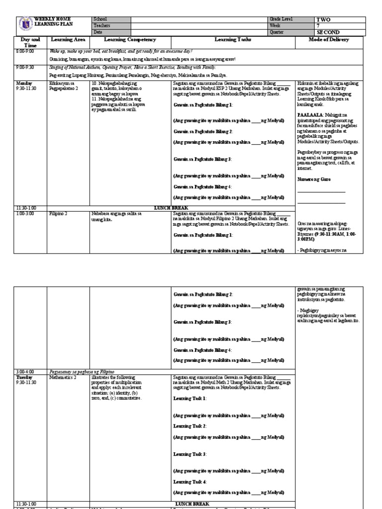 WHLP - Grade 2 (Q2 Week 7) | PDF