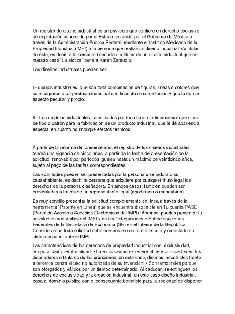 Diseño Industrial Impi. | PDF | Diseño | Propiedad