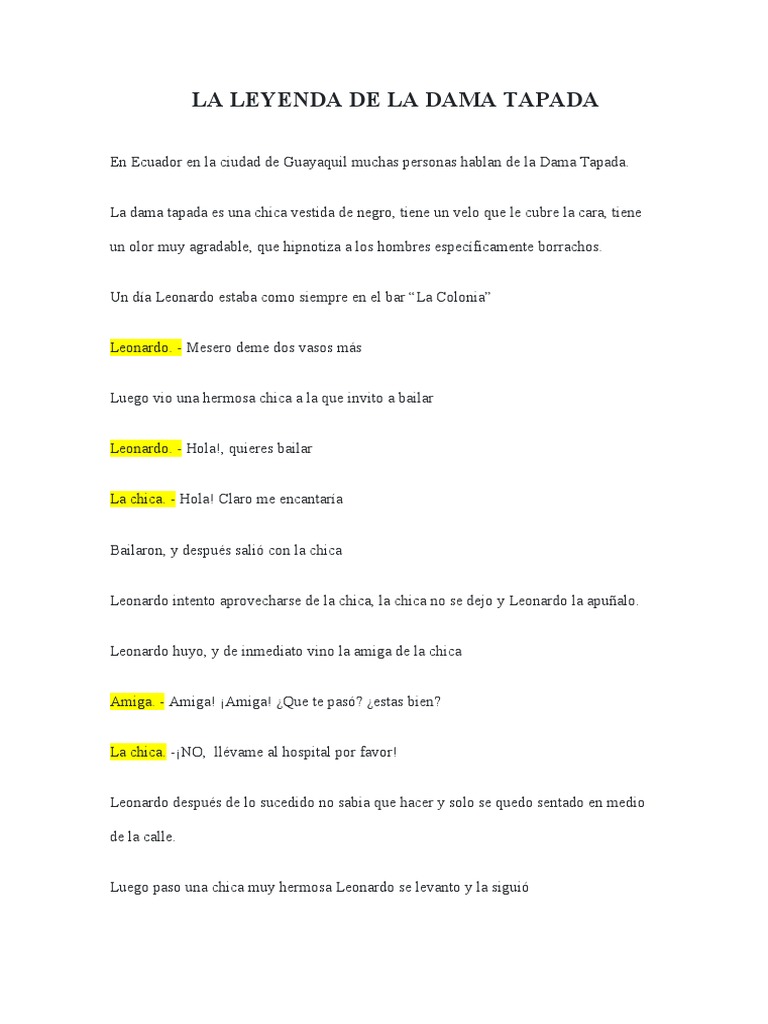 La Leyenda de La Dama Tapada | PDF