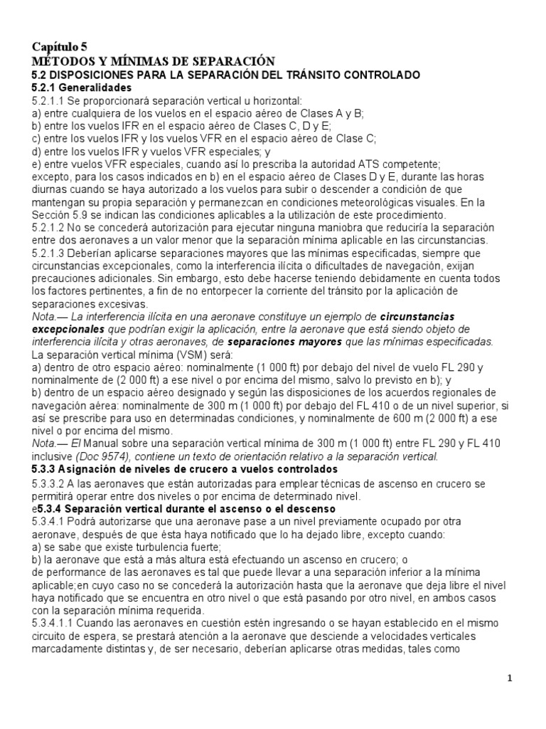 Capítulo 5 Resumen | PDF | Control de tráfico aéreo | Reglas de vuelo por instrumentos