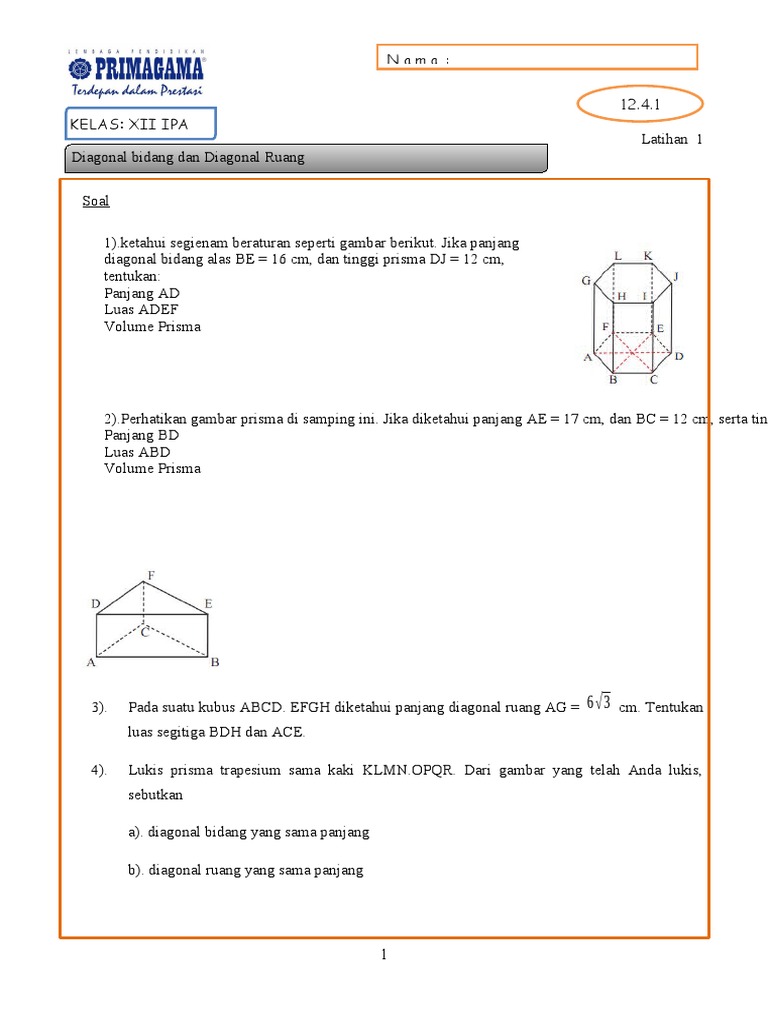 Mengenal Diagonal Bangun Ruang | PDF