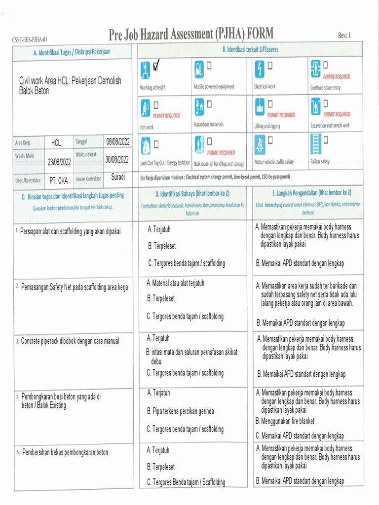PJHA Pembongkaran Balok Beton HCL | PDF