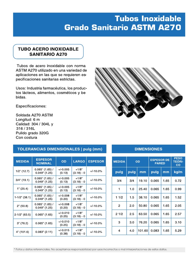 Tubo Inoxidable Astm 270 | PDF