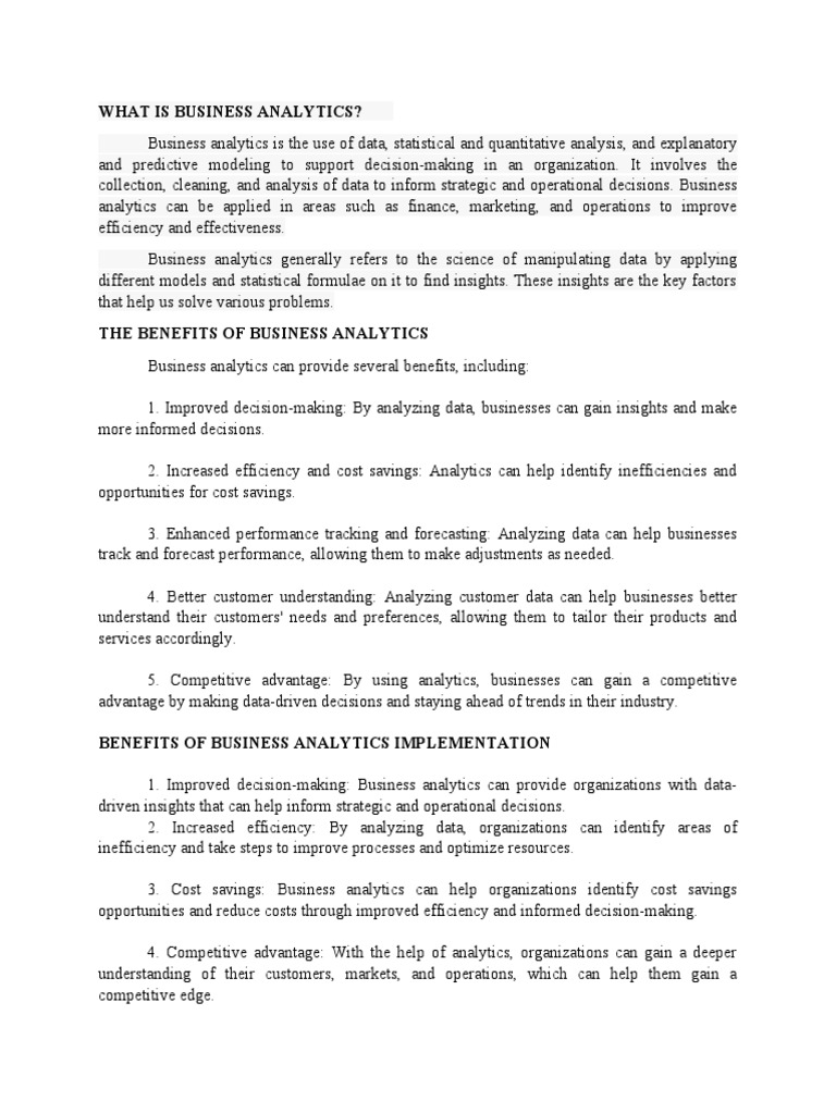 Business Analytics | PDF | Analytics | Data Analysis